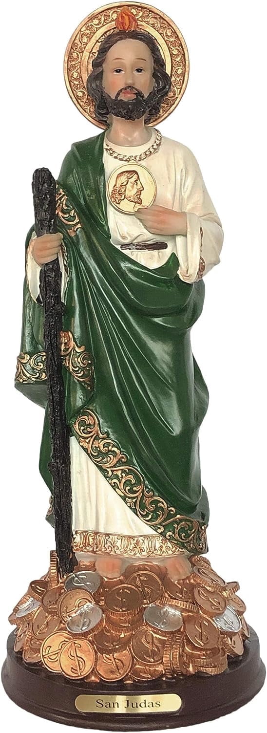 14" Saint St. Jude Thaddeus Religious Statue Figurine Coins Money Gift ...