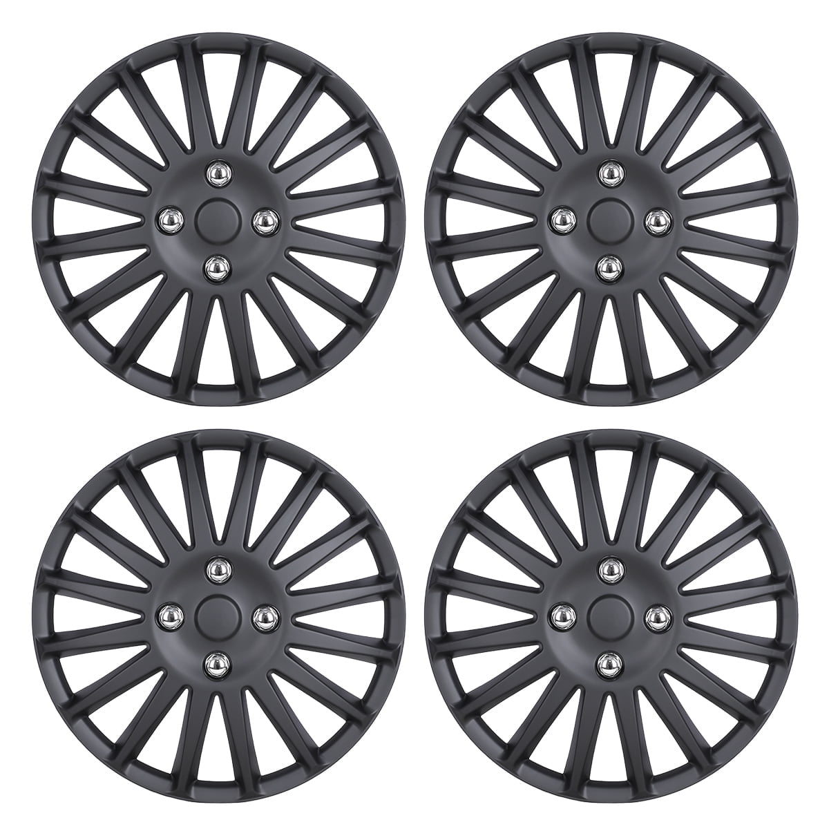 14" Set of 4 Black Wheel Covers Snap on Hub Caps Fit R14 Tire + Steel ...