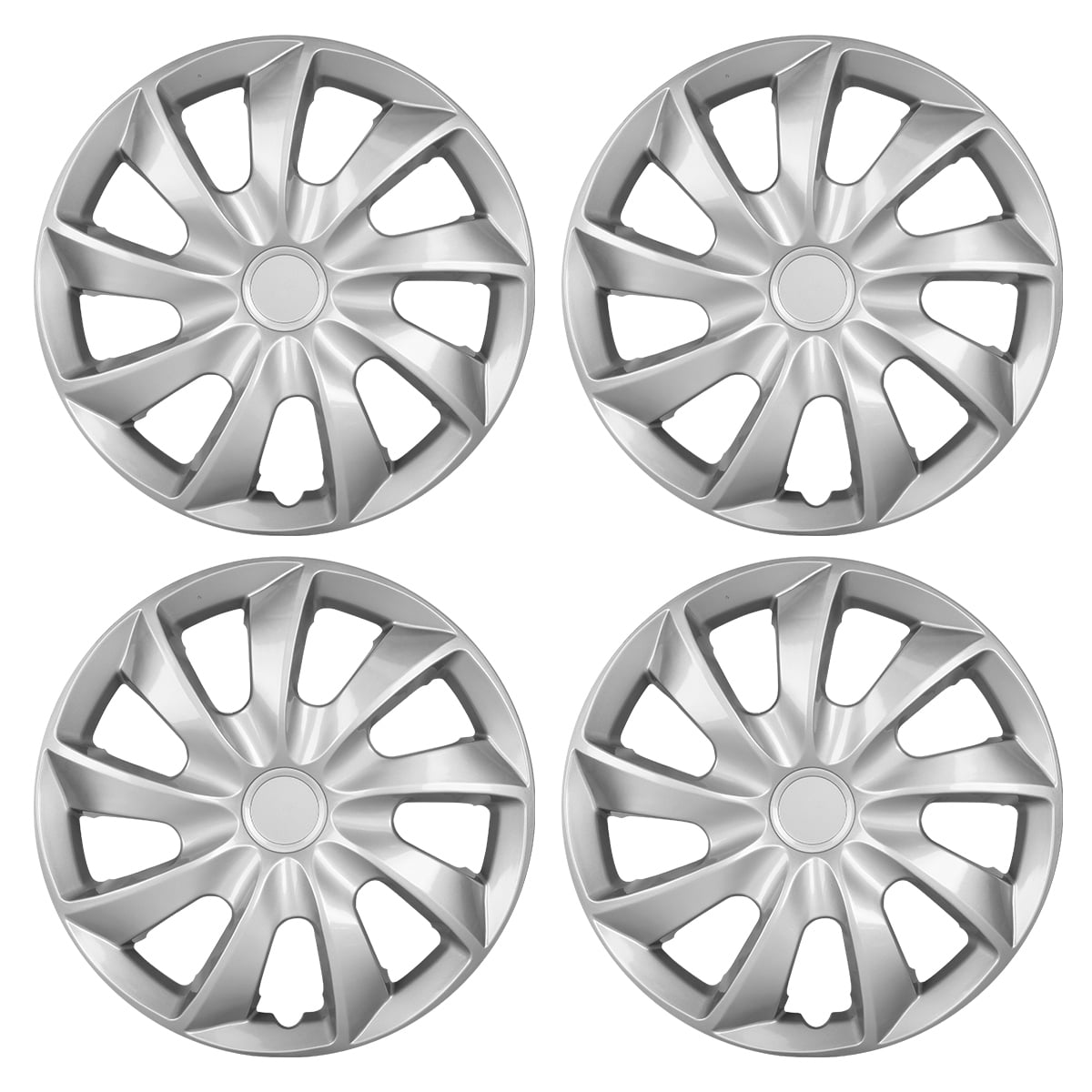 14" Set Of 4 Silver Wheel Covers Snap On Hub Caps Fit R14 Tire + Steel ...