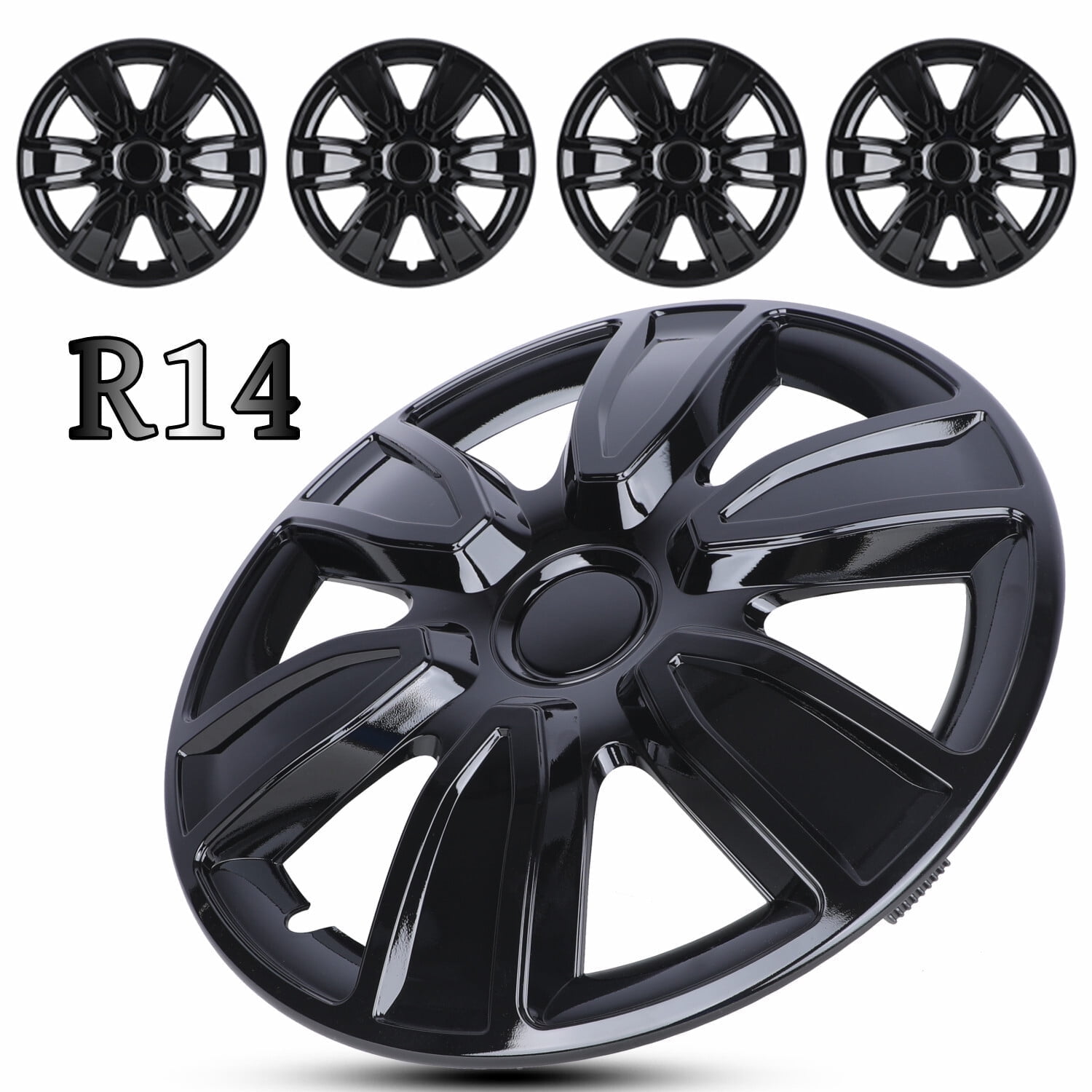 14" Set Of 4 Wheel Covers Snap On Hubcaps Full Hub Caps fit R14 Tire ...
