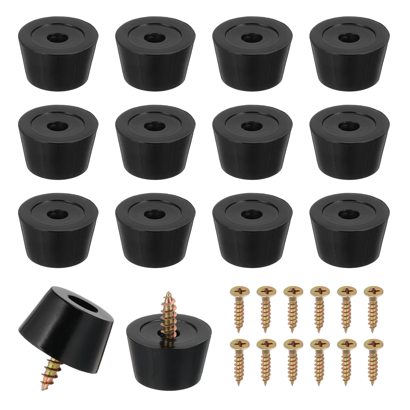 Uxcell 14 Set Rubber Feet Cutting Board Feet Non Slip Screw Black ...