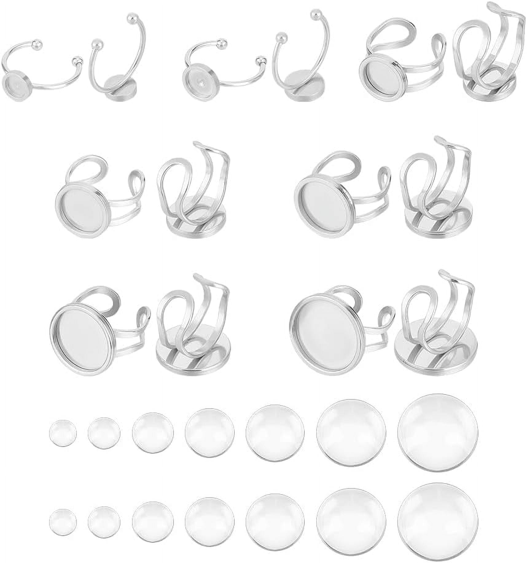 14 Sets 2 Styels Adjustable Stainless Steel Cuff Pad Ring Settings and ...