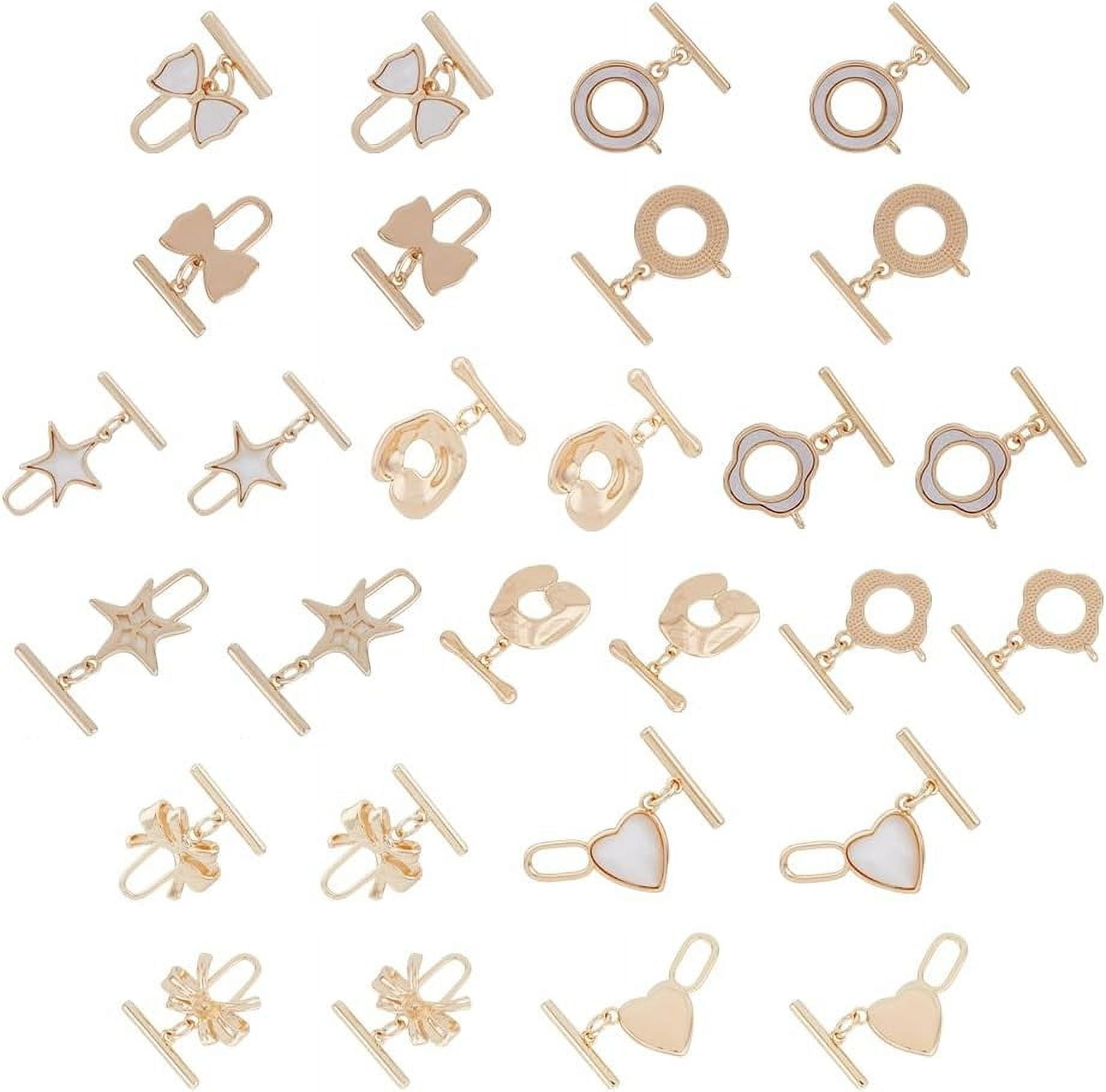 14 Sets Golden T-Bar Jewelry Clasp Real 18K Gold Plated Toggle Clasps ...