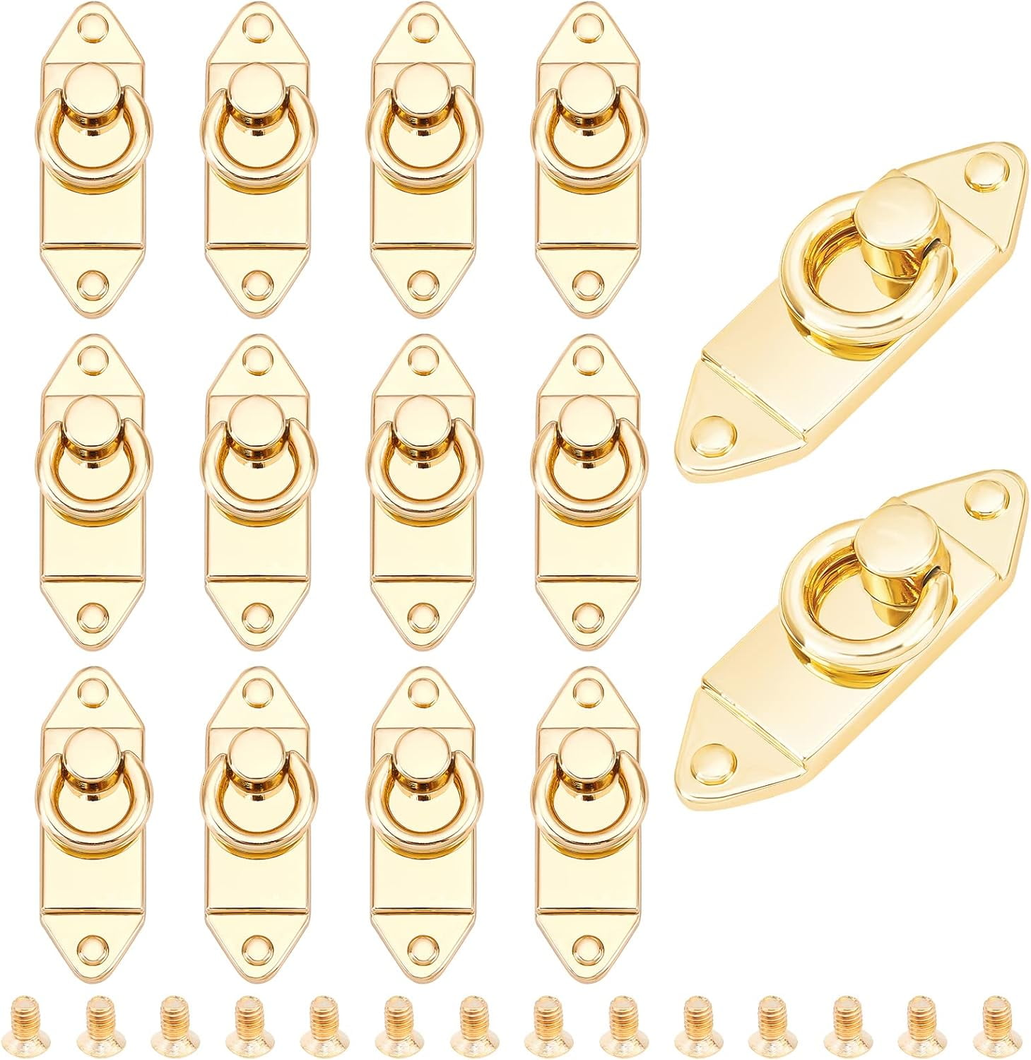 14 Sets Purse Suspension Clasp Multi-Purpose D-Ring Screws Leather Craft Rivets Metal Bag ...