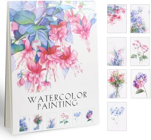 14 Sheets Flower Watercolor Paper Book 9x12'' Watercoloring Paper ...