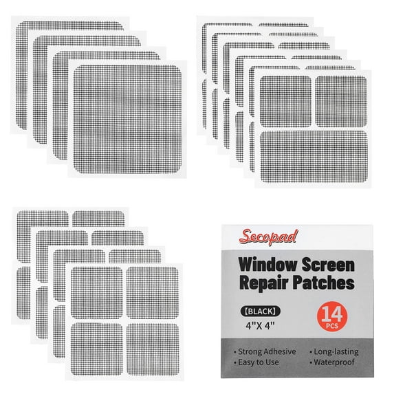 Secopad Window Screen Repair Kit, 14 Sheets, 3 Sizes, Fiberglass ...