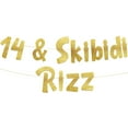 14 & Skibidi Rizz Gold Glitter Banner - 14th Birthday Party Supplies ...