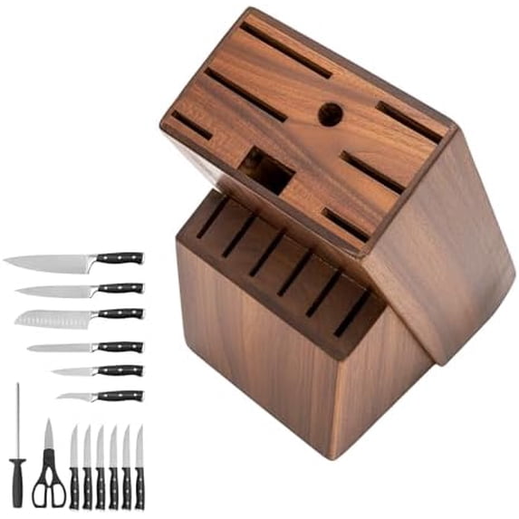 14-Slot Knife Block Compatible with Cuisinart,Rubberwood Block Knife ...