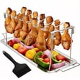 14-Slot Stainless Steel Chicken Leg and Wing Rack for Grill or Oven ...