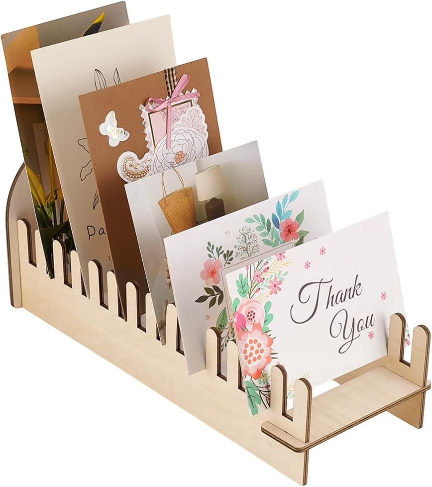14 Slot Wooden Greeting Card Display Stand Postcard Holder Display ...