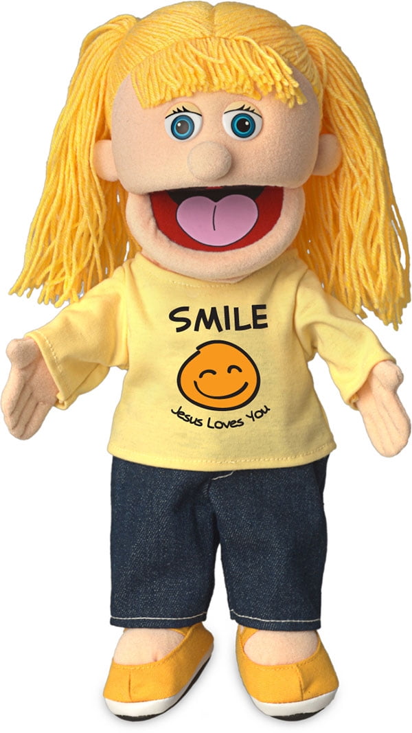 14" Movable Mouth Peach Girl Hand Puppet - Smile Jesus Loves You ...