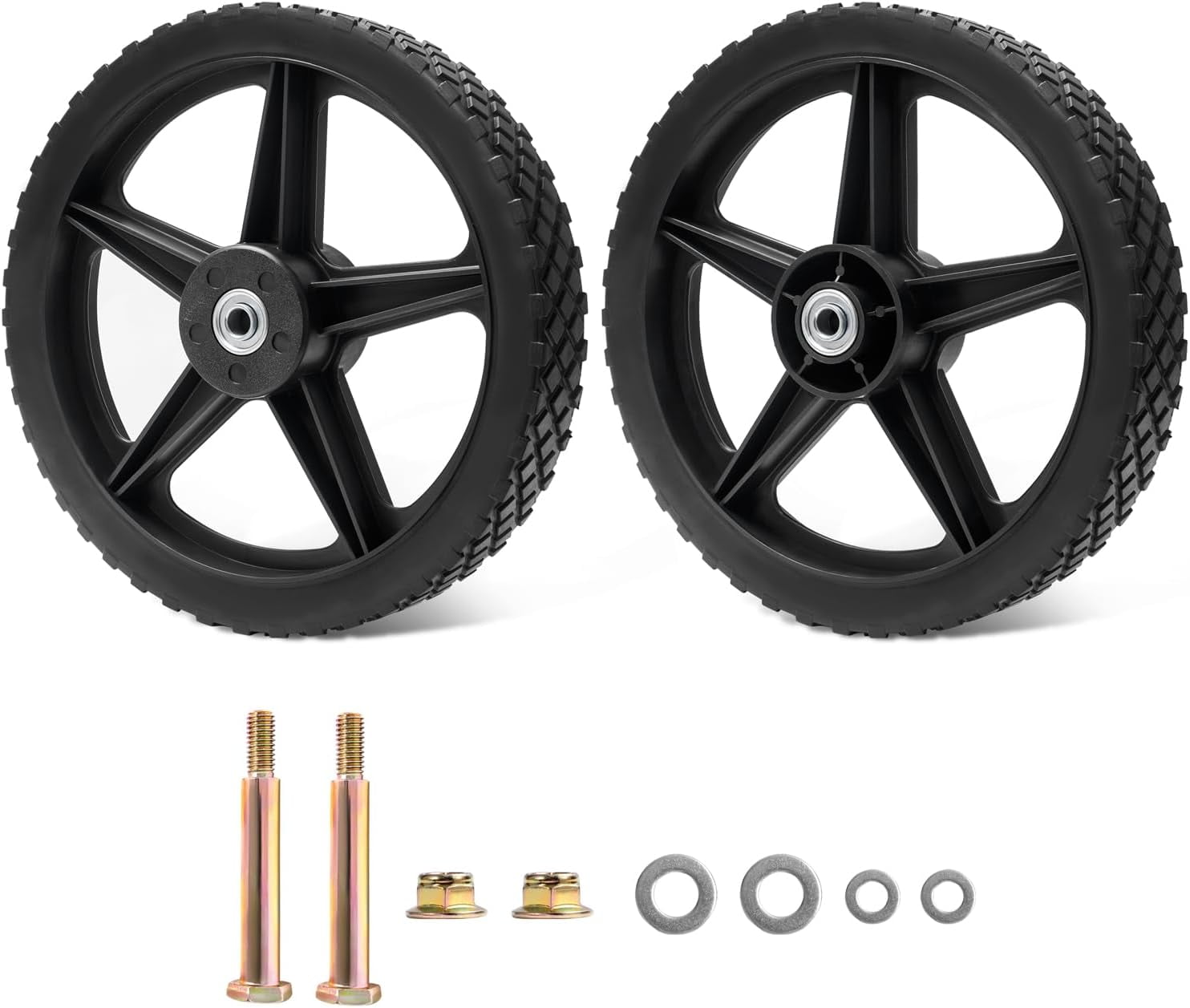 14" Spoked Plastic Wheel and Tire 14 x 1.75'' Lawn Mower Wheels Kits ...