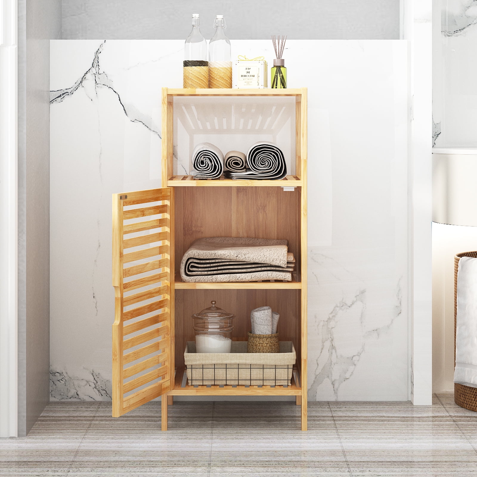 SogesPower 14"Storage Cabinet with Doors and Shelves,Functional 2-Door ...