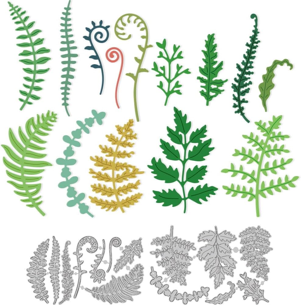 14 Styles Fern Leaves Cutting Dies Plant Leaf Card Making Die Cut ...