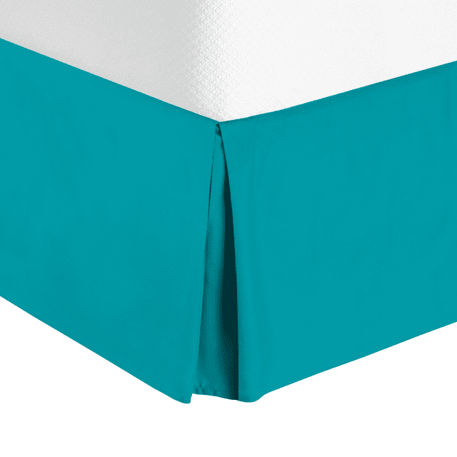 14" Tailored Pleated Bed Skirt Dust Ruffle, Twin, Teal, by Clara Clark ...
