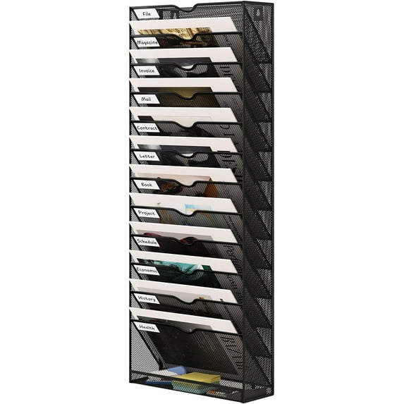 14 Tier Hanging Wall File Holder Metal A4 Wall Mounted Document Holder ...