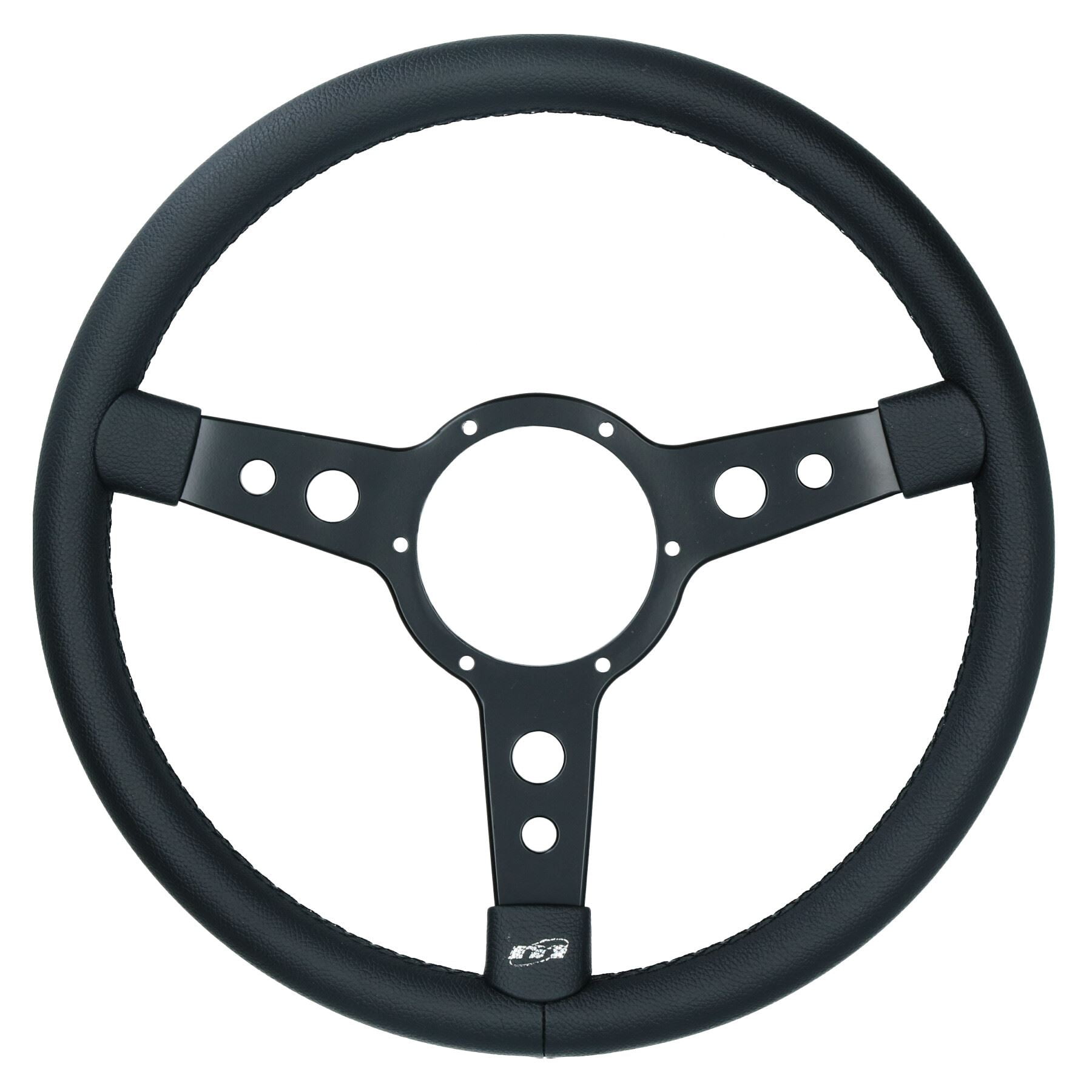 14" Traditional Classic Car Steering Wheel Black Vinyl 3 Spoke Centre 6 ...