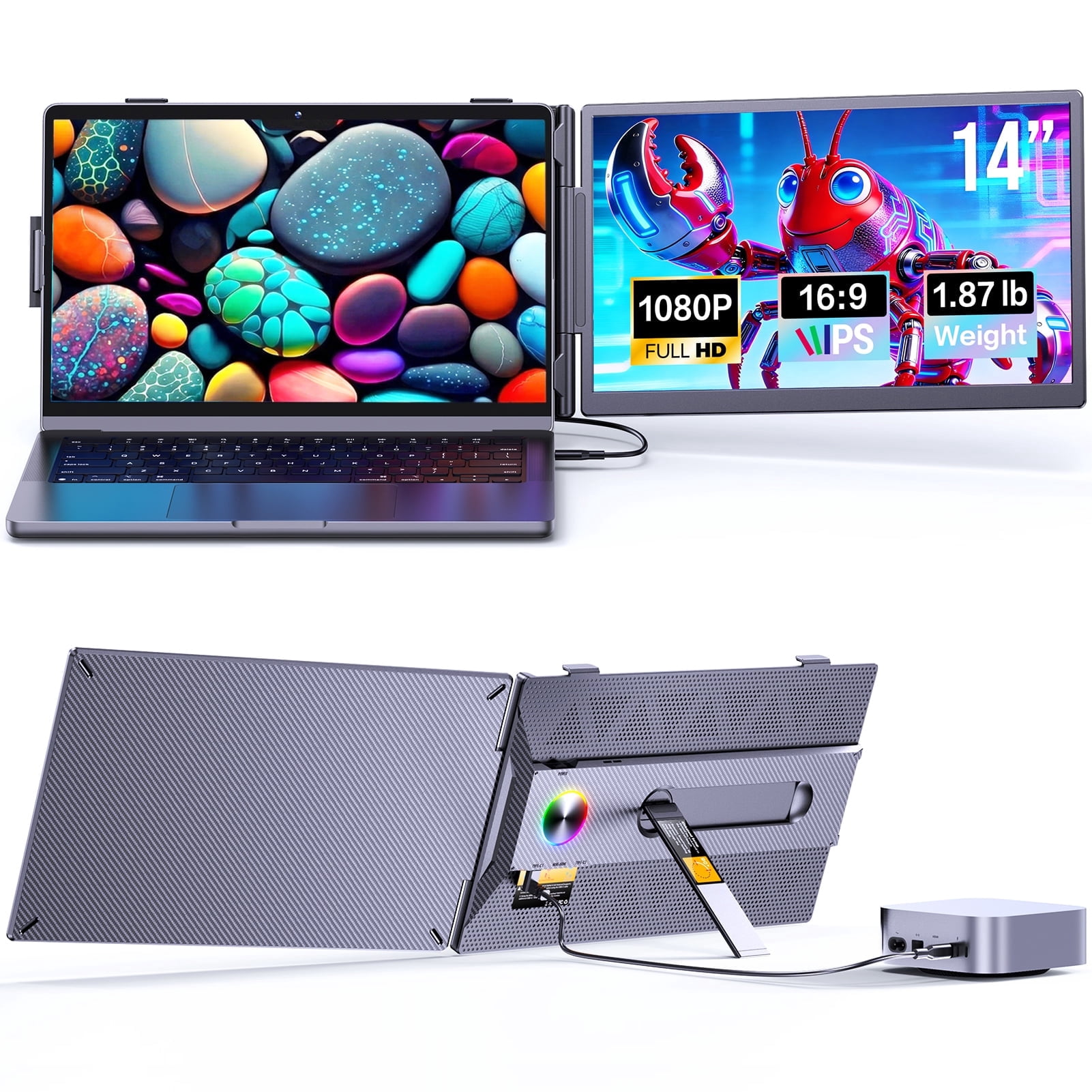 Laptop Screen Extender, 14" FHD 1080P IPS Portable Dual Monitor for ...