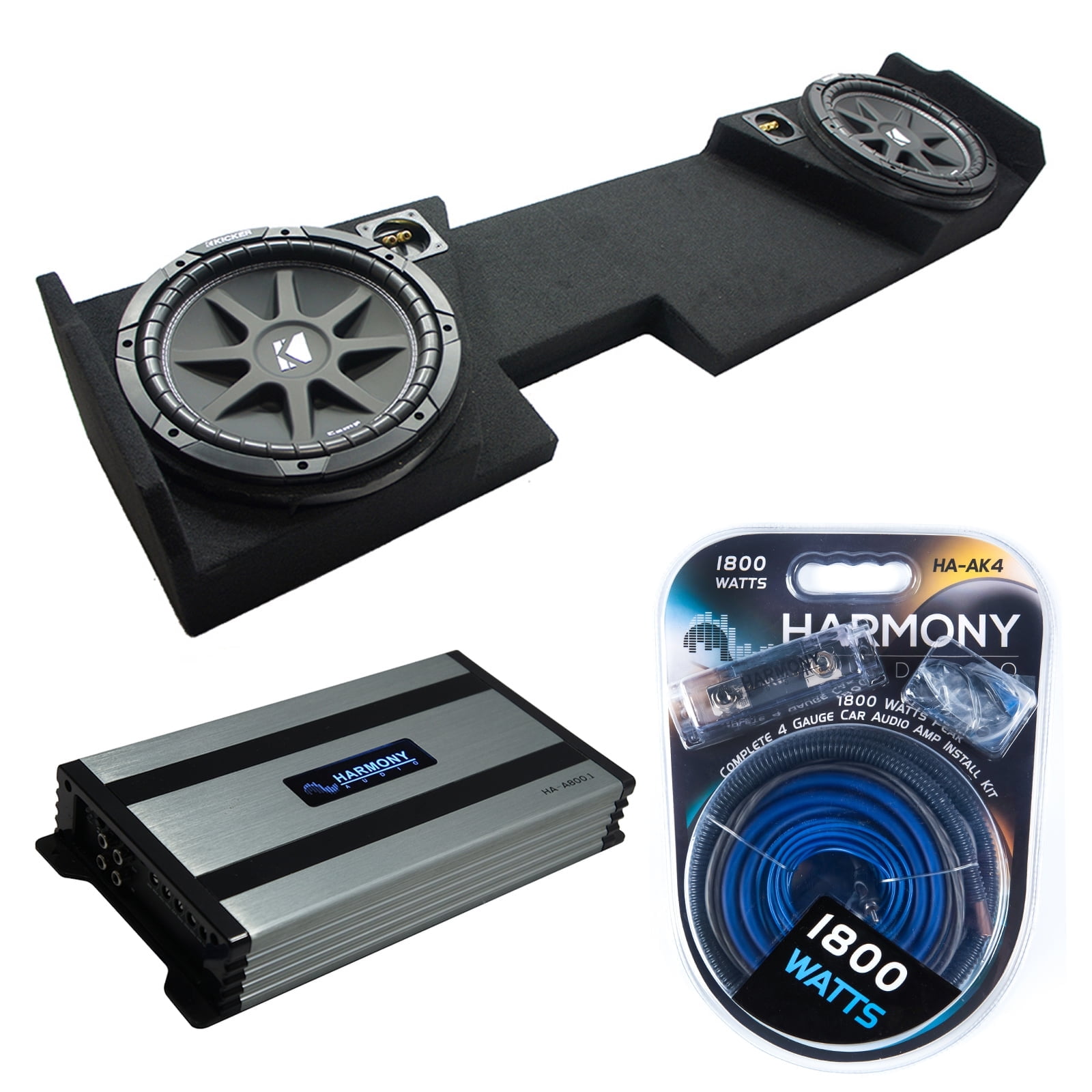 14 - 18 Chevy Silverado Double Cab Kicker Comp C12 Dual 12 Sub Box HA ...