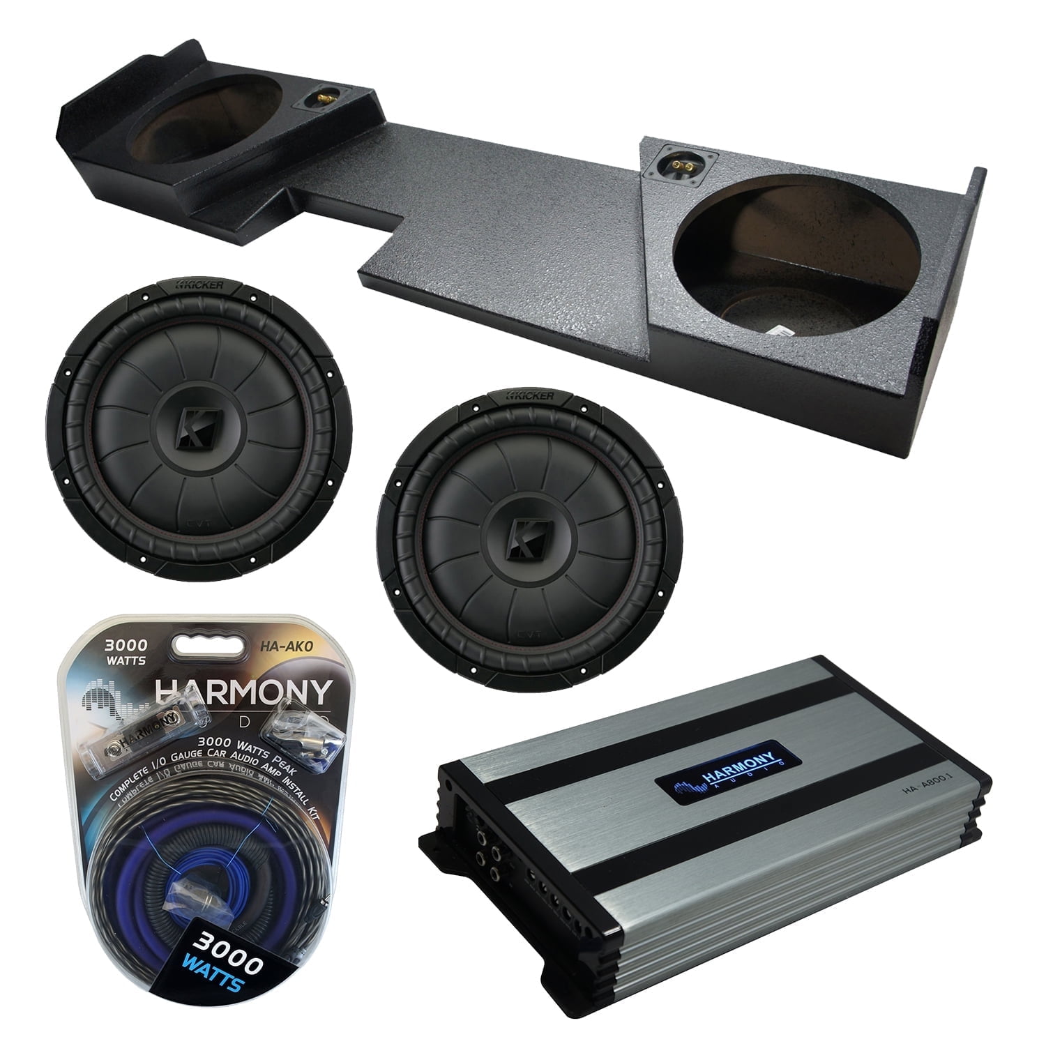 14 - 18 GMC Sierra Double Cab Kicker CompVT CVT12 Dual 12 Rhino Sub Box ...
