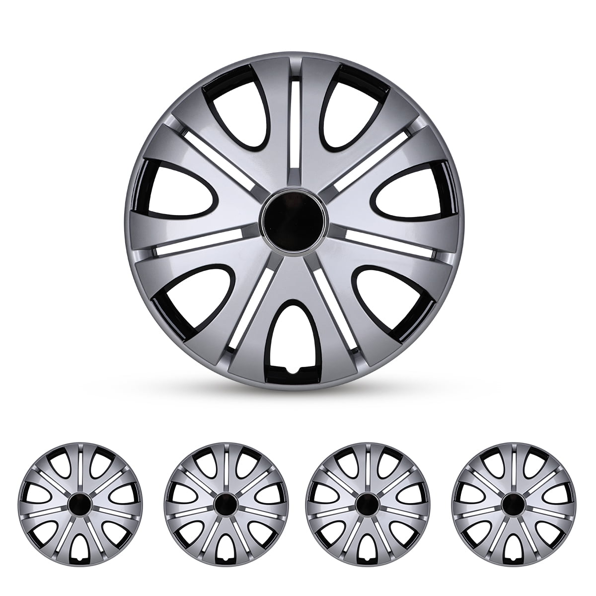14" Universal Wheel Rims Cover,Silver Lacquer & Black Lacquer Hubcaps ...