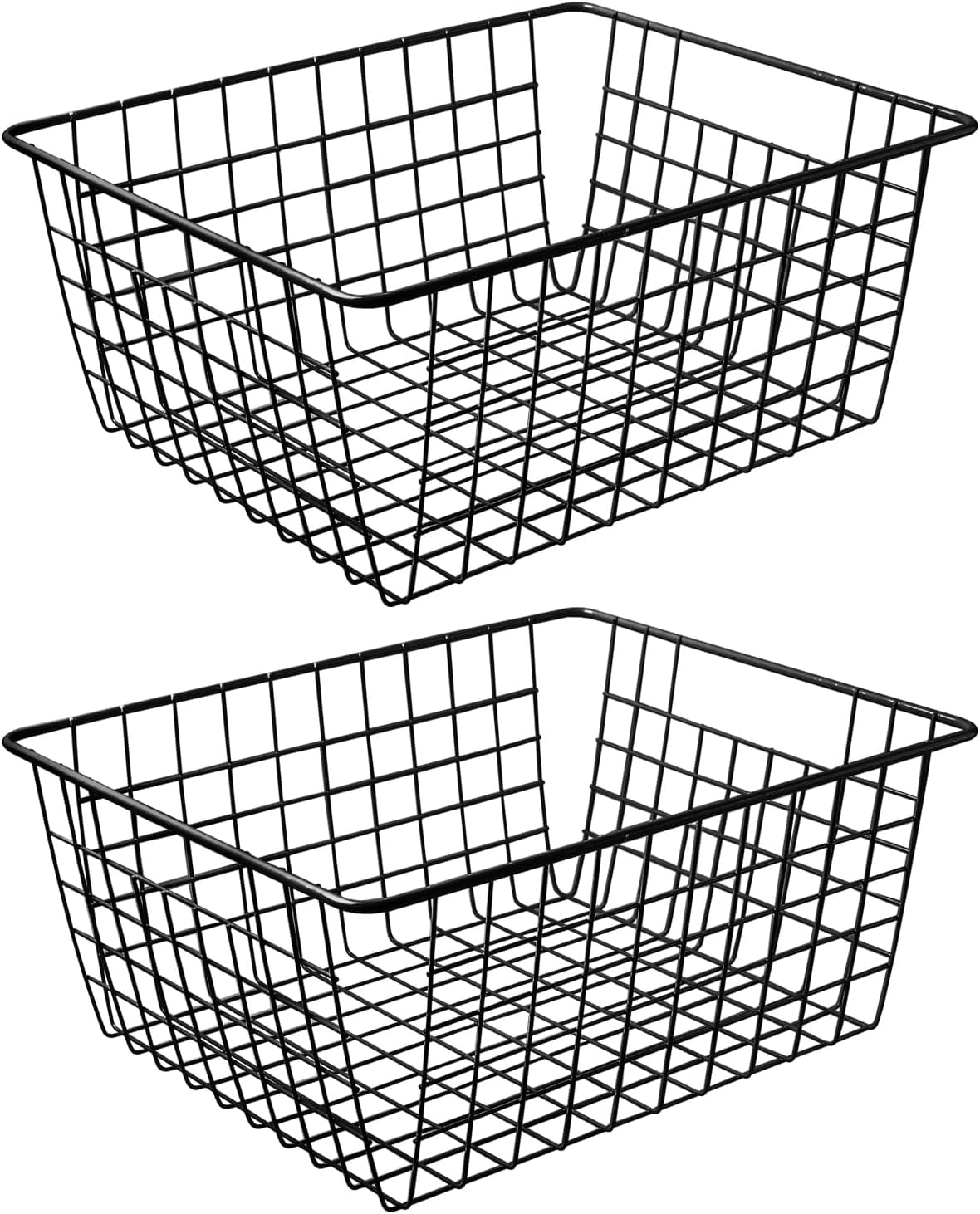 14" Upright Freezer Storage Baskets, Black Wire Storage Bins Large ...