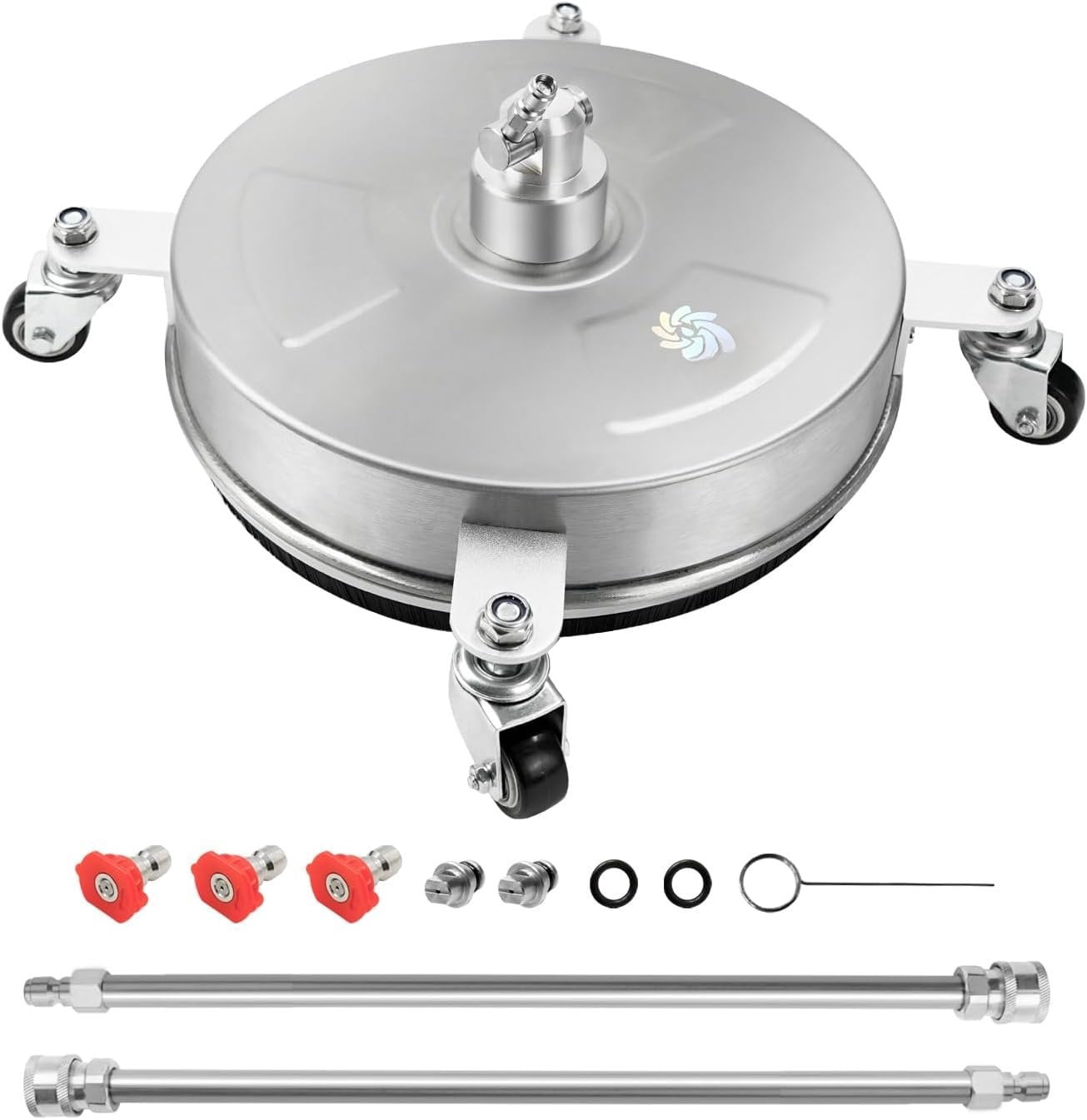 14" Washer Surface Cleaner with 4 Wheels, Stainless Steel Housing, 1/4 ...