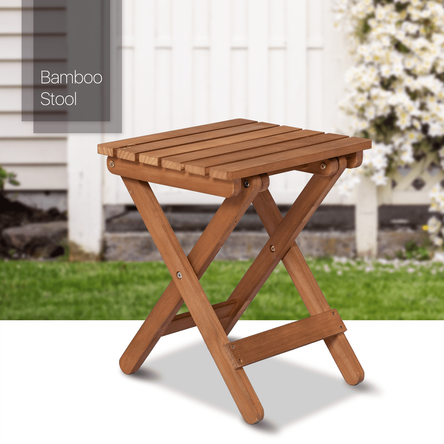 14" Wooden Foldable Outdoor Stool,Collapsible Camping Seat ,Portable ...