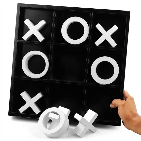 14" Wooden Tic Tac Toe Decorative Board Game Set for Coffee Table Decor ...