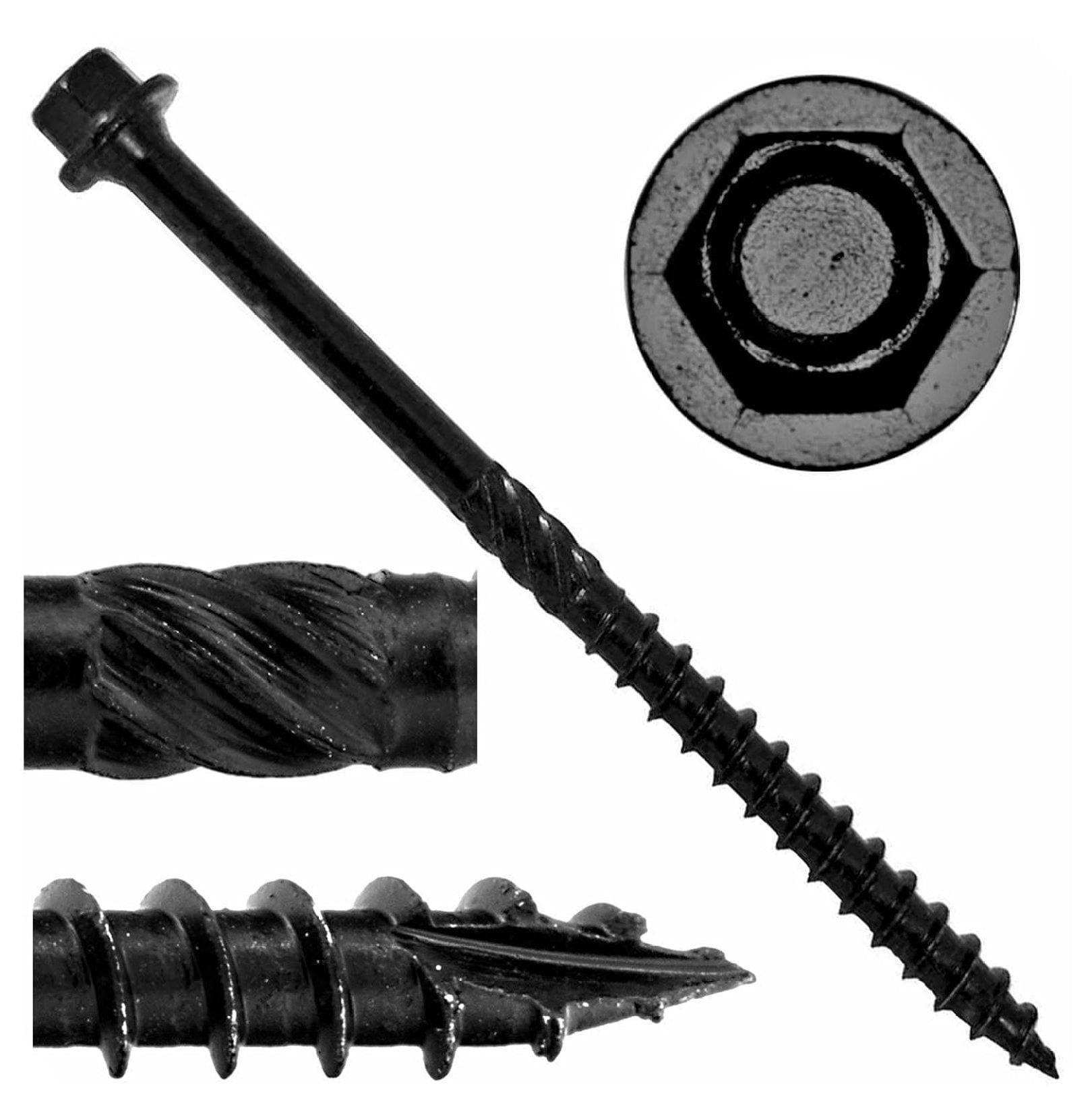 #14 X 4 Heavy Duty Black Timber/Log/Landscaping Wood Screws - Exterior ...