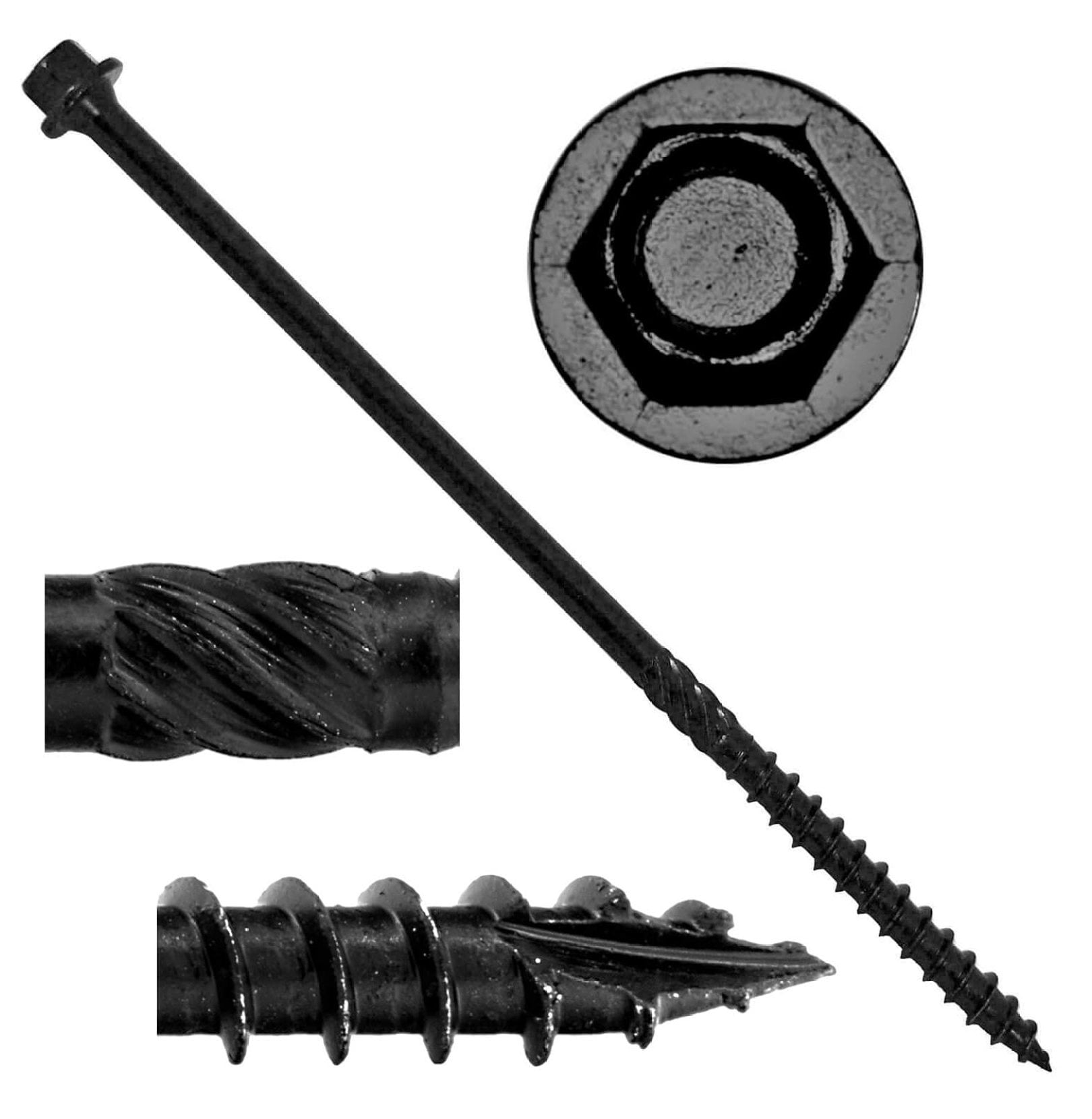 #14 X 6" Heavy Duty Black Timber/Log/Landscaping Wood Screws - Exterior ...
