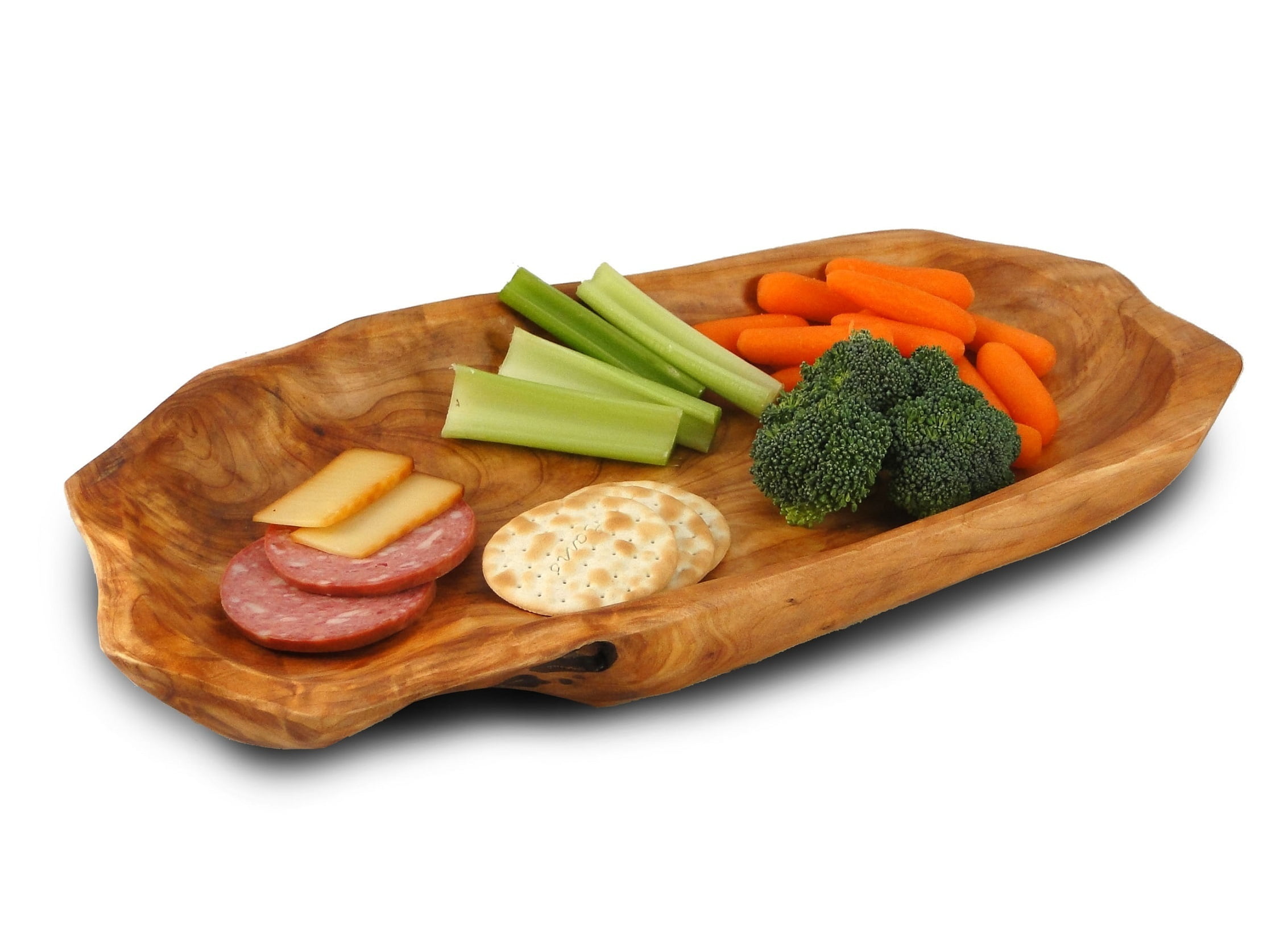 Hand-Carved Root Wood Platter – 14 x 7 Rustic Tray for Charcuterie ...