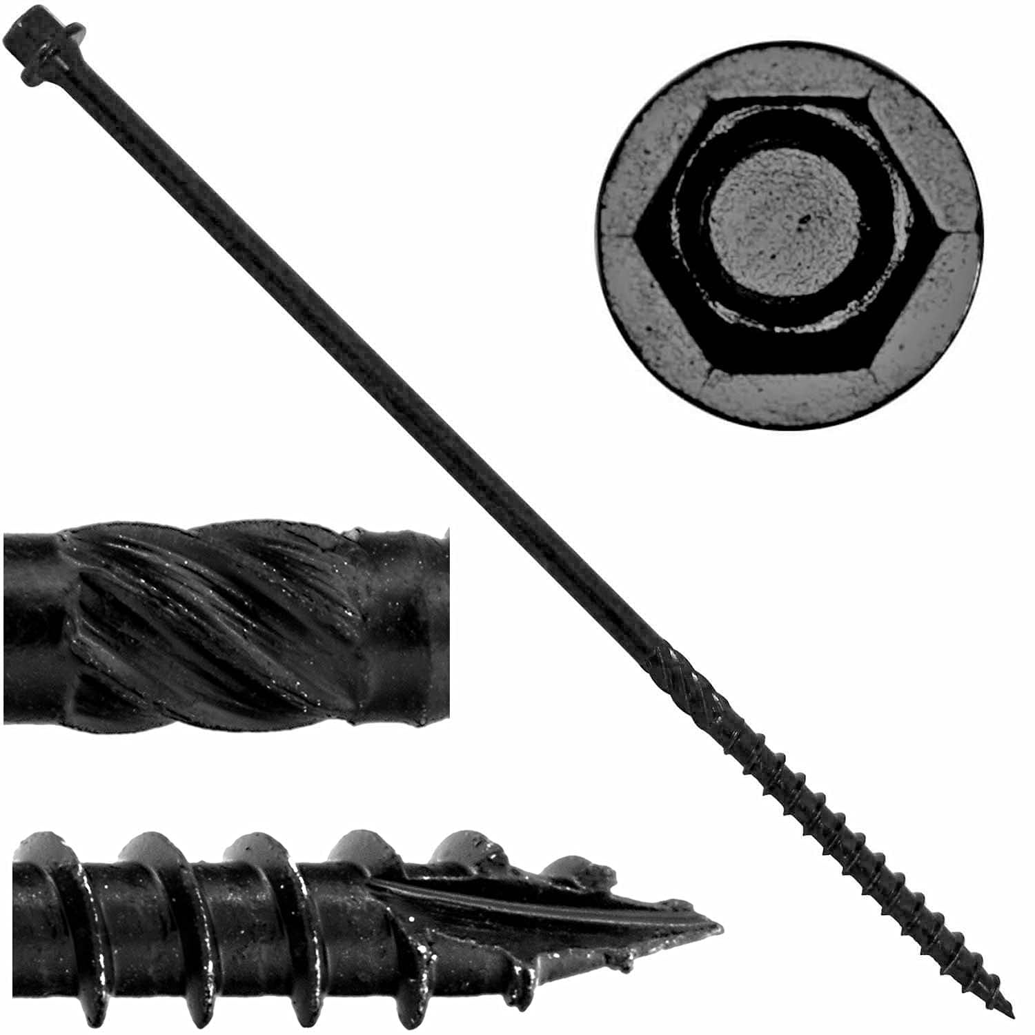 #14 X 8 Heavy Duty Black Timber/Log/Landscaping Wood Screws, Exterior ...