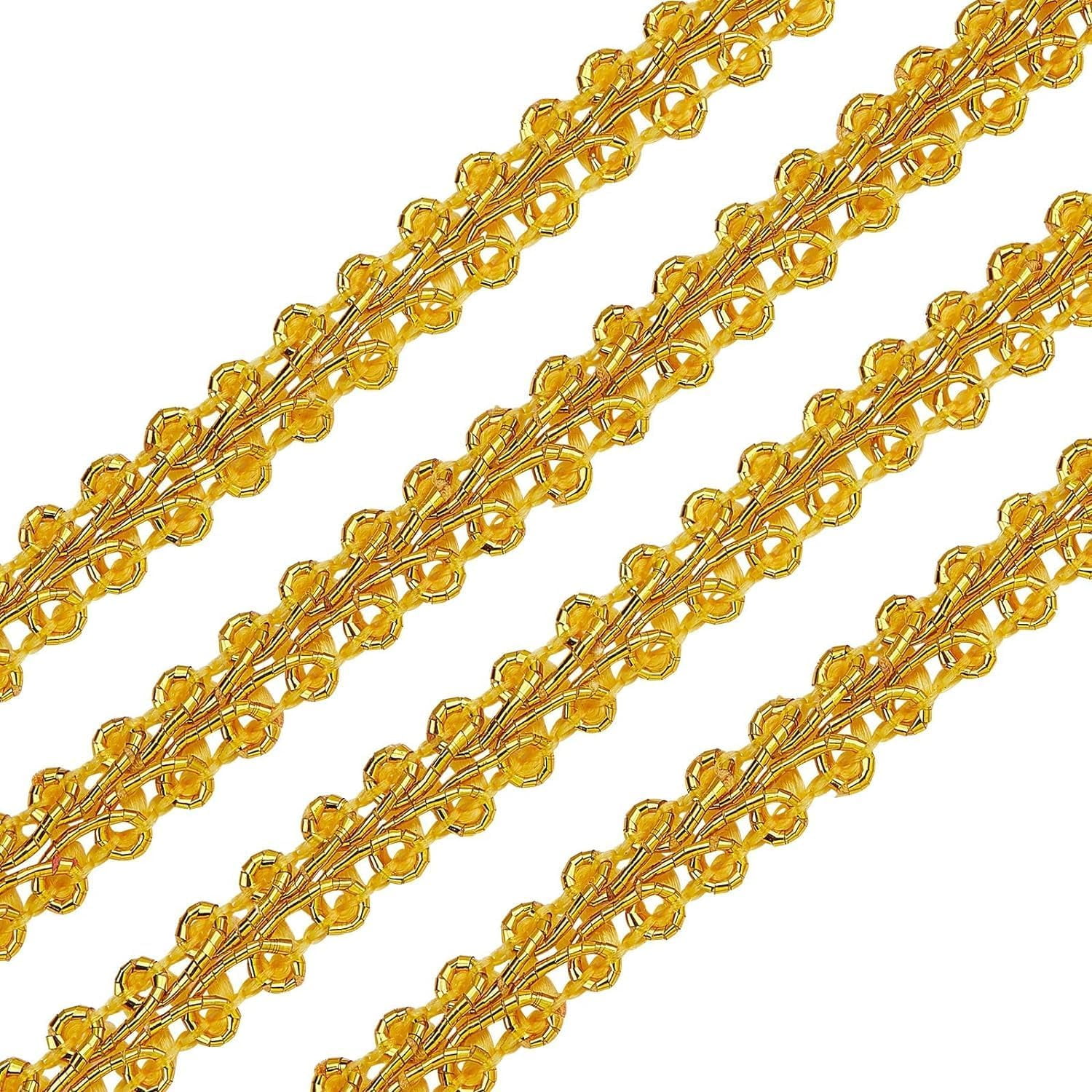 14 Yards Metallic Braid Lace Trim Flower Pattern Gold Centipede Lace ...