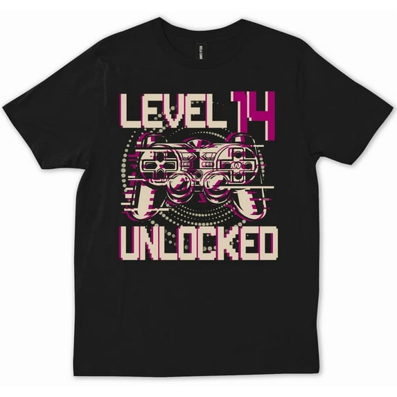 14 Year Old Birthday Gift Level 14 Funny Retro Video Game Boy Unisex T ...