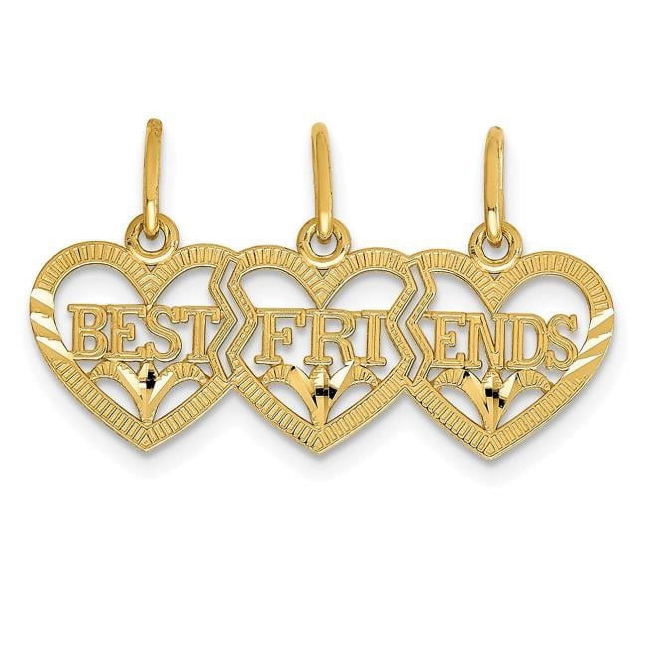 14 Yellow Gold Triple Heart Best Friend Pendant - Walmart.com