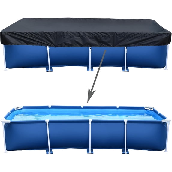 14 ft Rectangle Pool Cover, Made of 210D Heavy-Duty Waterproof Oxford ...