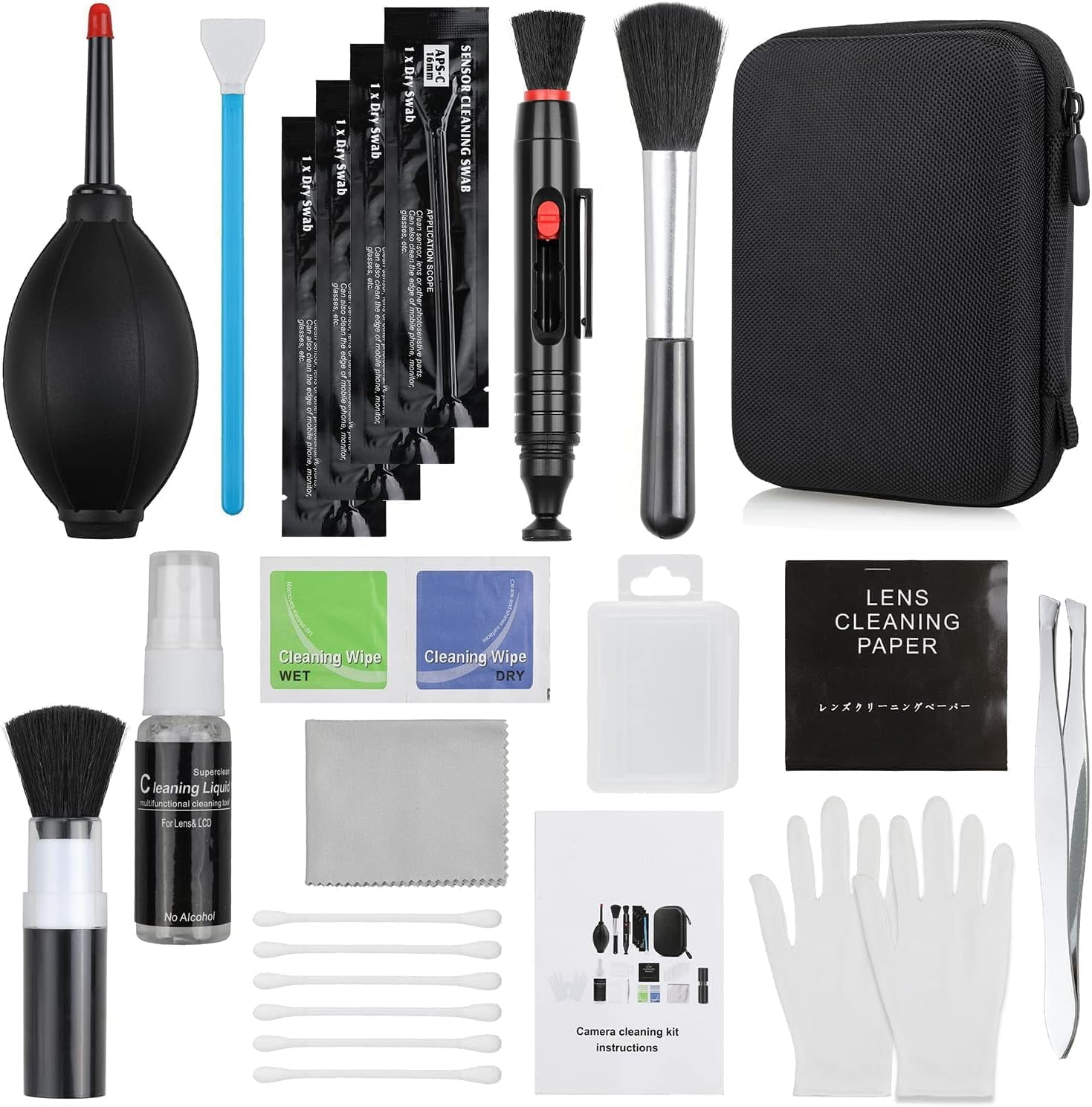 14-in-1 Camera Lens Cleaning Kit - Mirrorless & DSLR Sensor Cleaning ...