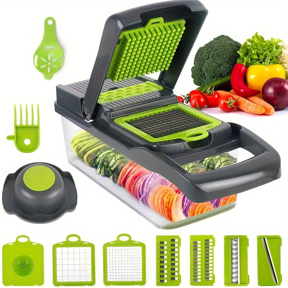14-in-1 Multifunctional Vegetable Cutter 14Pcs Set, Manual Food Chopper ...