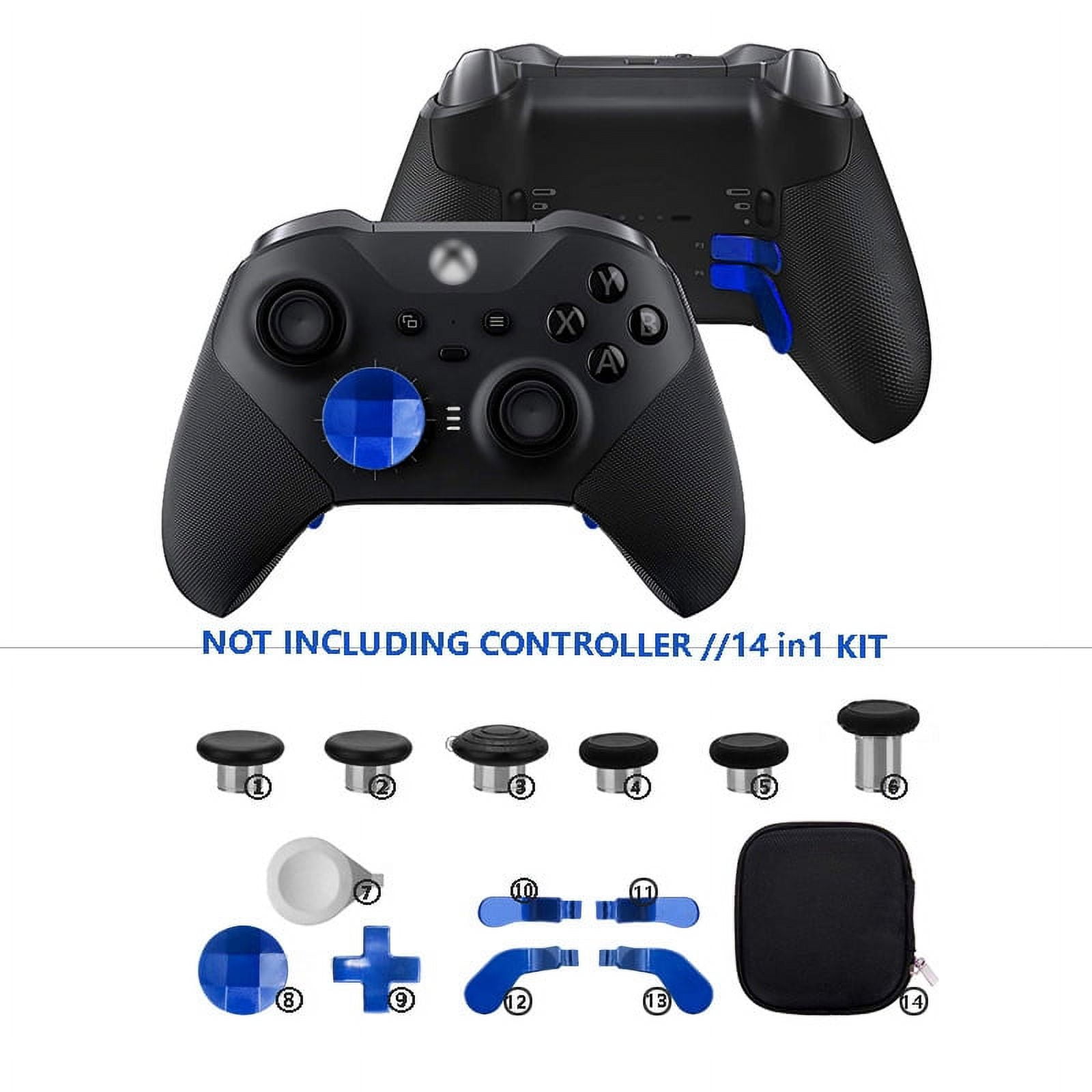 14 in 1 for Xbox Elite Series 2 Controller Accessories Replacement Pack 6 Metal Thumbsticks 2 D Pads 4 Paddles and 1 Adjuster Blue Walmart