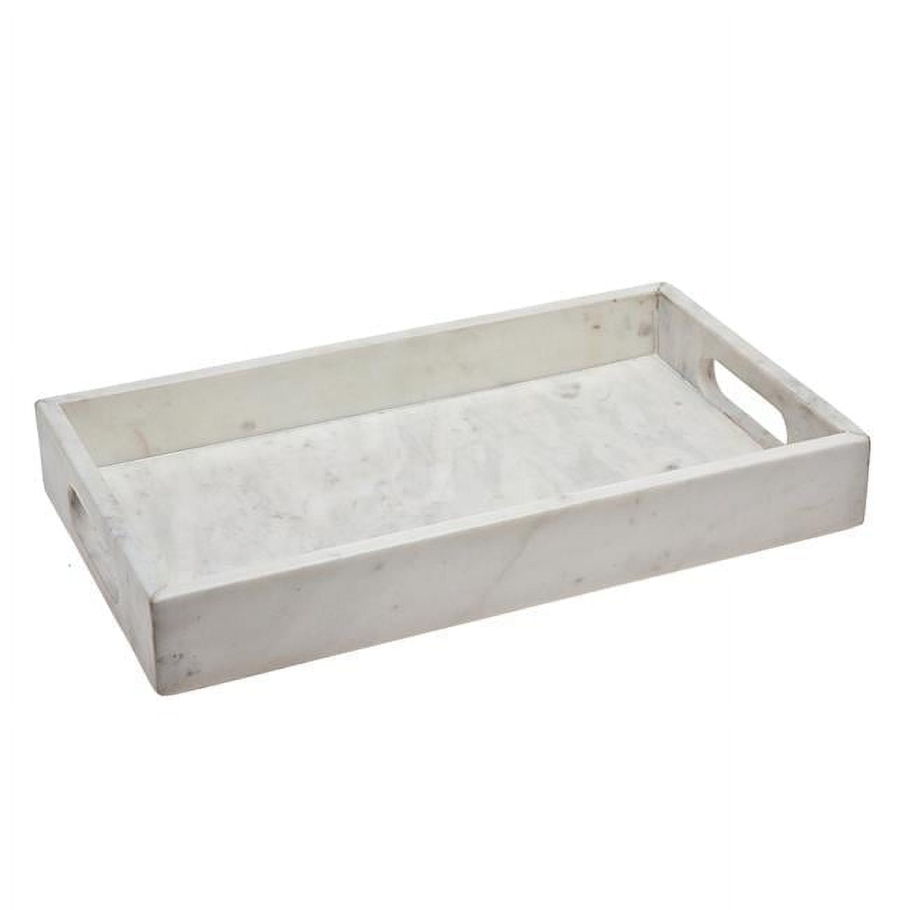14 in. White Rectangular Marble Serving Tray with Handles - Walmart.com