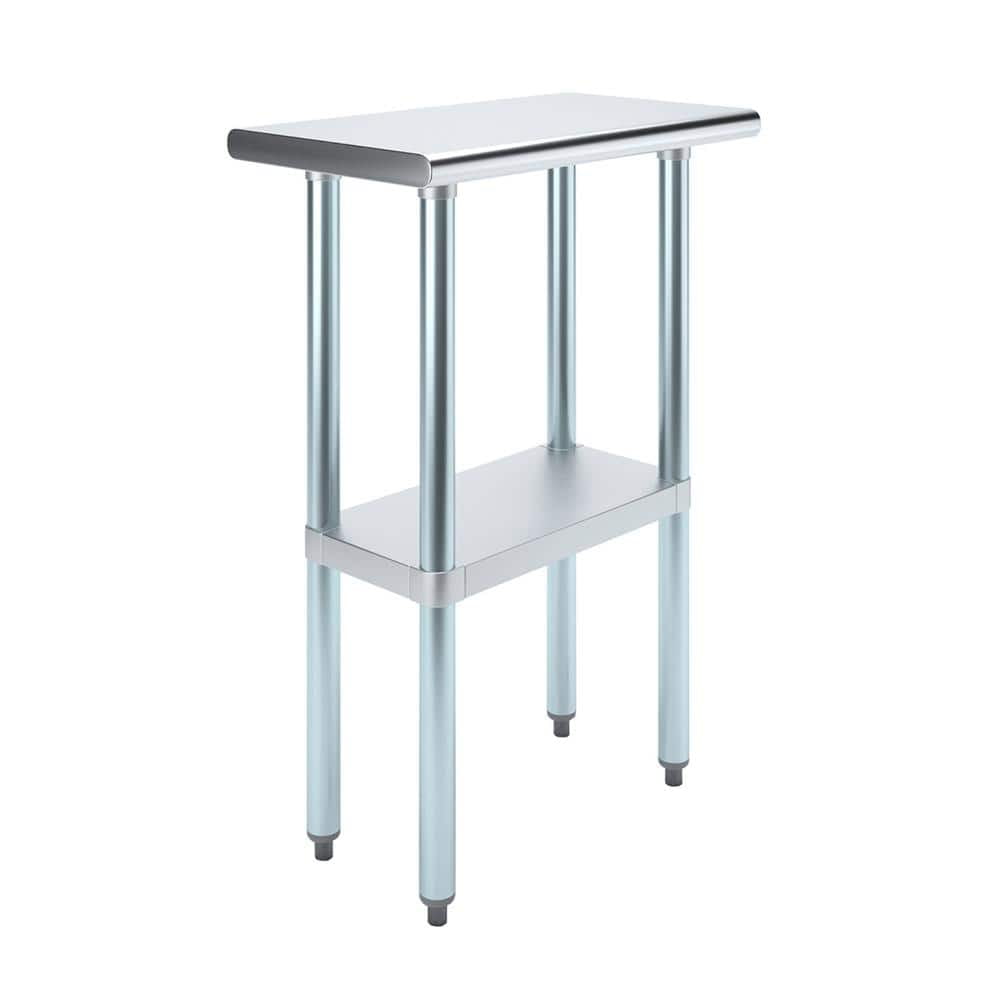 14 in. x 24 in. Stainless Steel Kitchen Utility Table with Adjustable ...