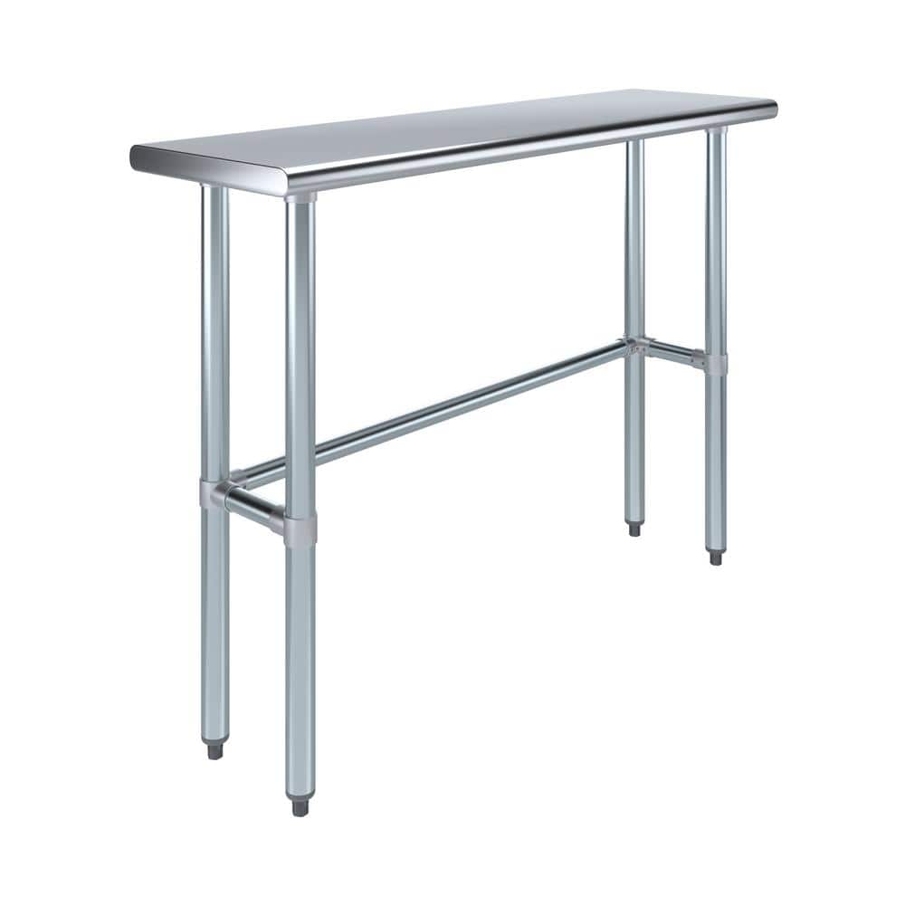 14 in. x 48 in. Stainless Steel Open Base Kitchen Utility Table Metal ...