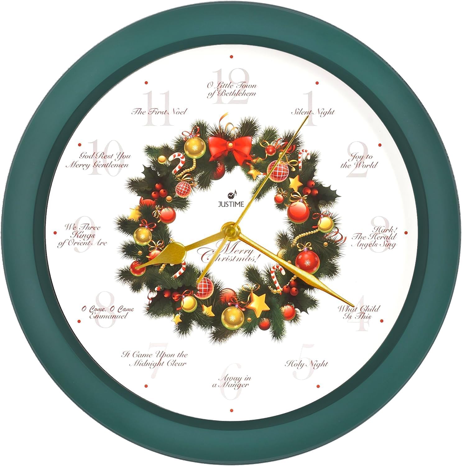 14-inch 12 Song of Carols of Christmas Wreath Melody Wall Clock ...