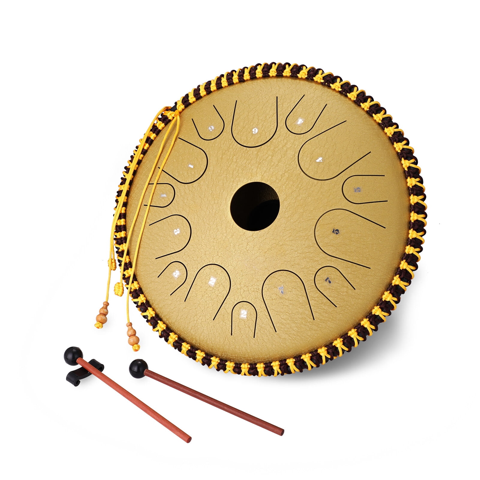 14 inch 14-Tone Carbon Steel Tongue Drum Hand Pan Drums with Drumsticks ...