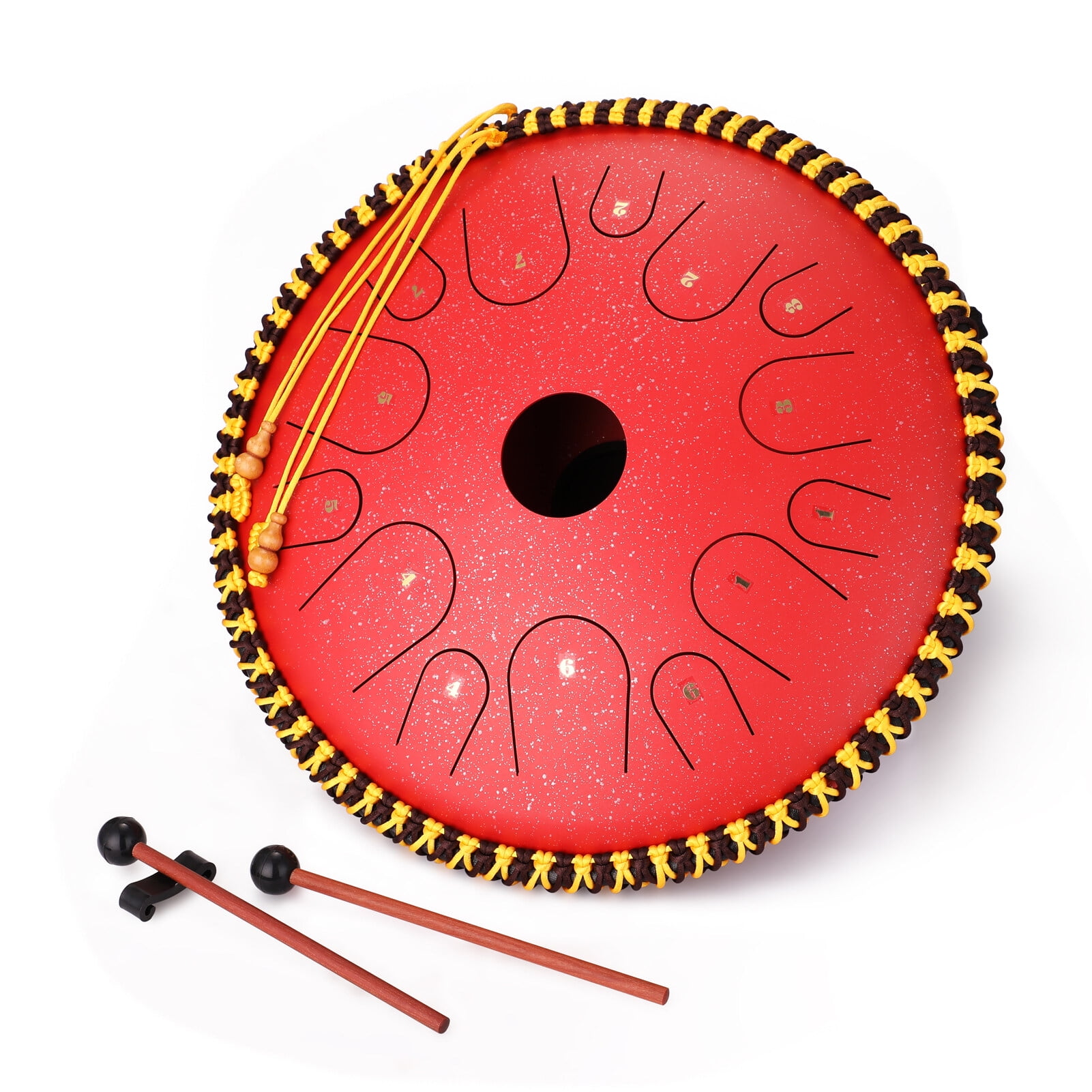 14 inch 14-Tone Carbon Steel Tongue Drum Hand Pan Drums with Drumsticks ...