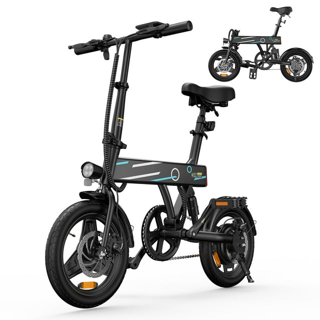 14-inch 500W Foldable E-Bike, max speeds 20mph , 3-speed settings (9/15/20mph). Features uphill ...