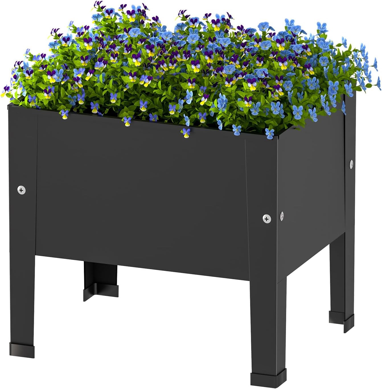 14 inch Black Planter Raised Beds with Legs Outdoor Small Metal Planter ...