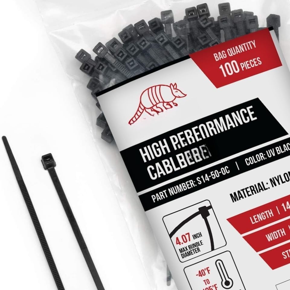 14-inch Black Zip Nylon , 50lb Tensile Strength, 1000- - Durable Wire ...