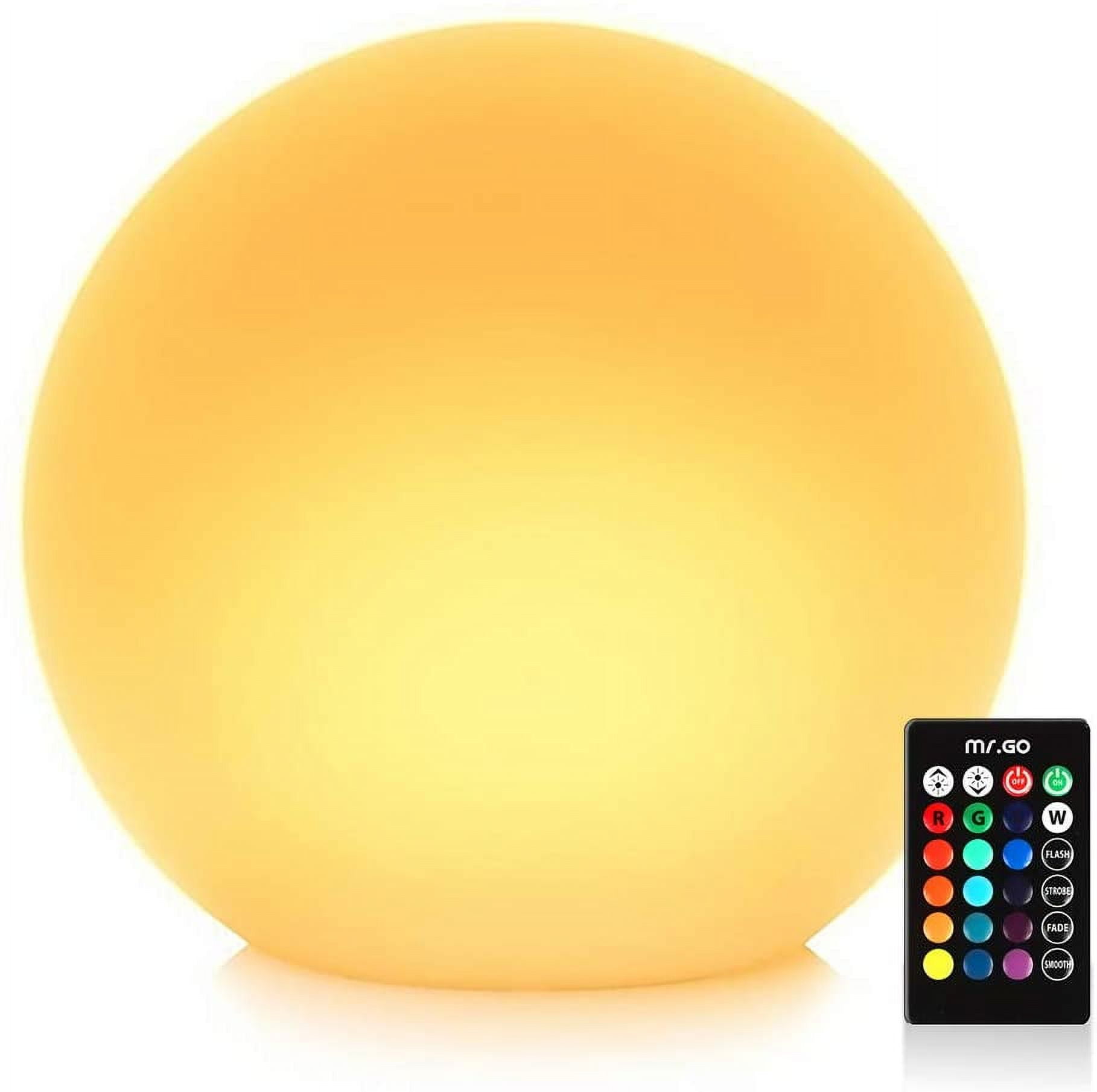 14-inch Cordless Rechargeable LED Ball Light with Remote, 16 RGB Color ...